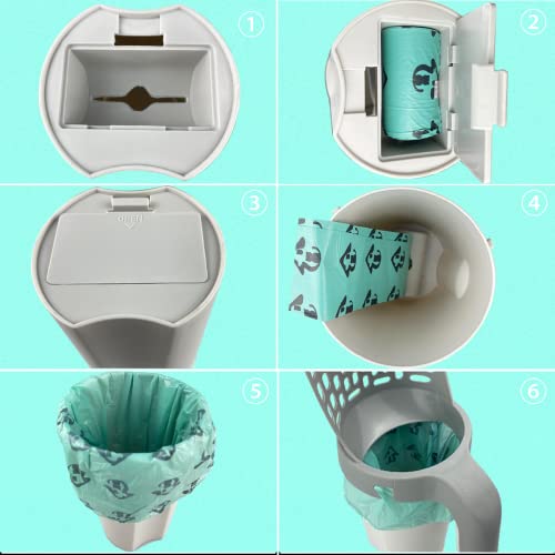 Cat Litter Scoop,Cat Litter Scooper with Trash Container,Removable Cat Litter Scoop Holder，Portable Litter Scooper with Holder Provides 215 Garbage Bags，Cat Scooper&Cat Litter Disposal System In 1