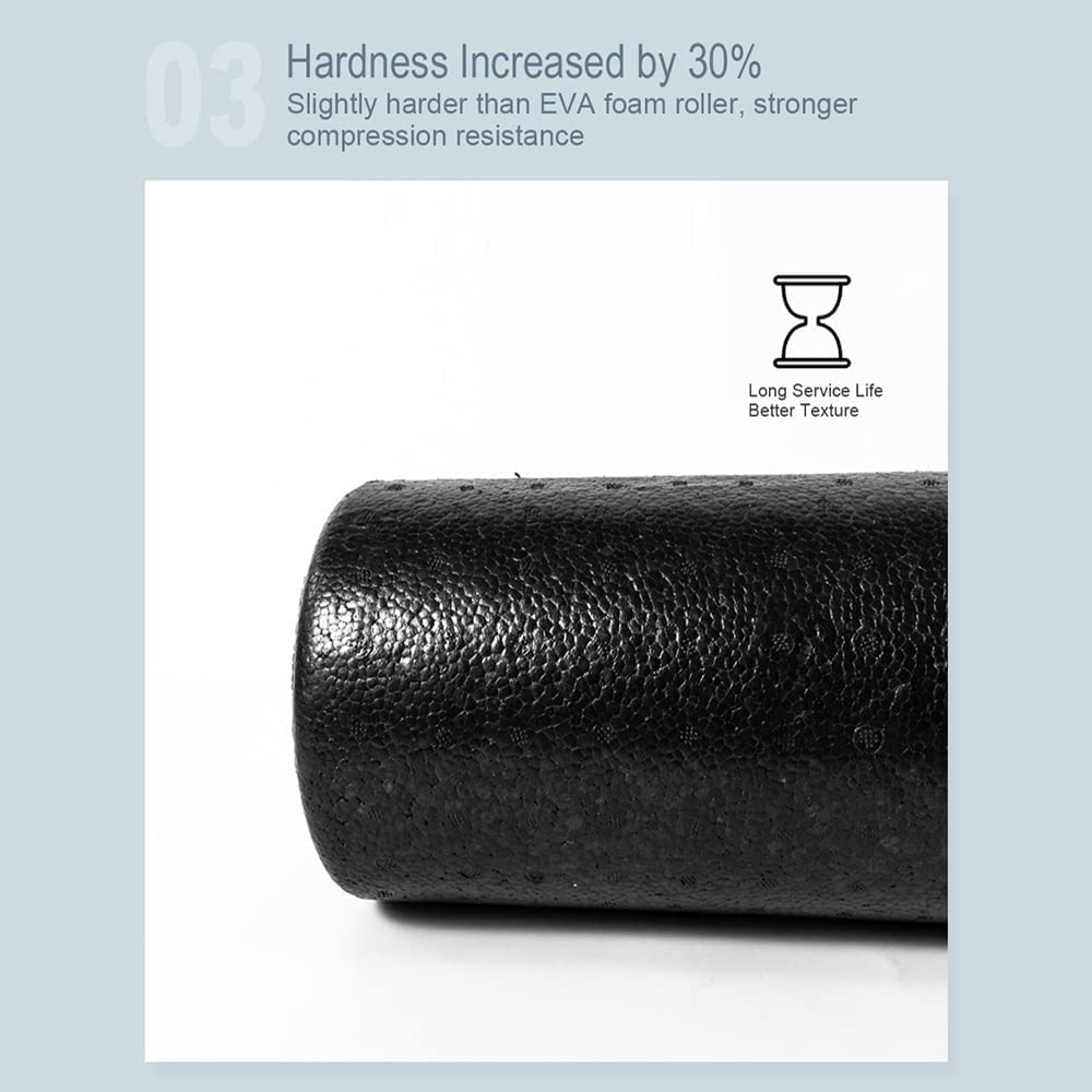 3Sizes Pilates Foam Roller Black Yoga Foam Roller Exercise Equipment Massage Roller Body for Women Men,60cm