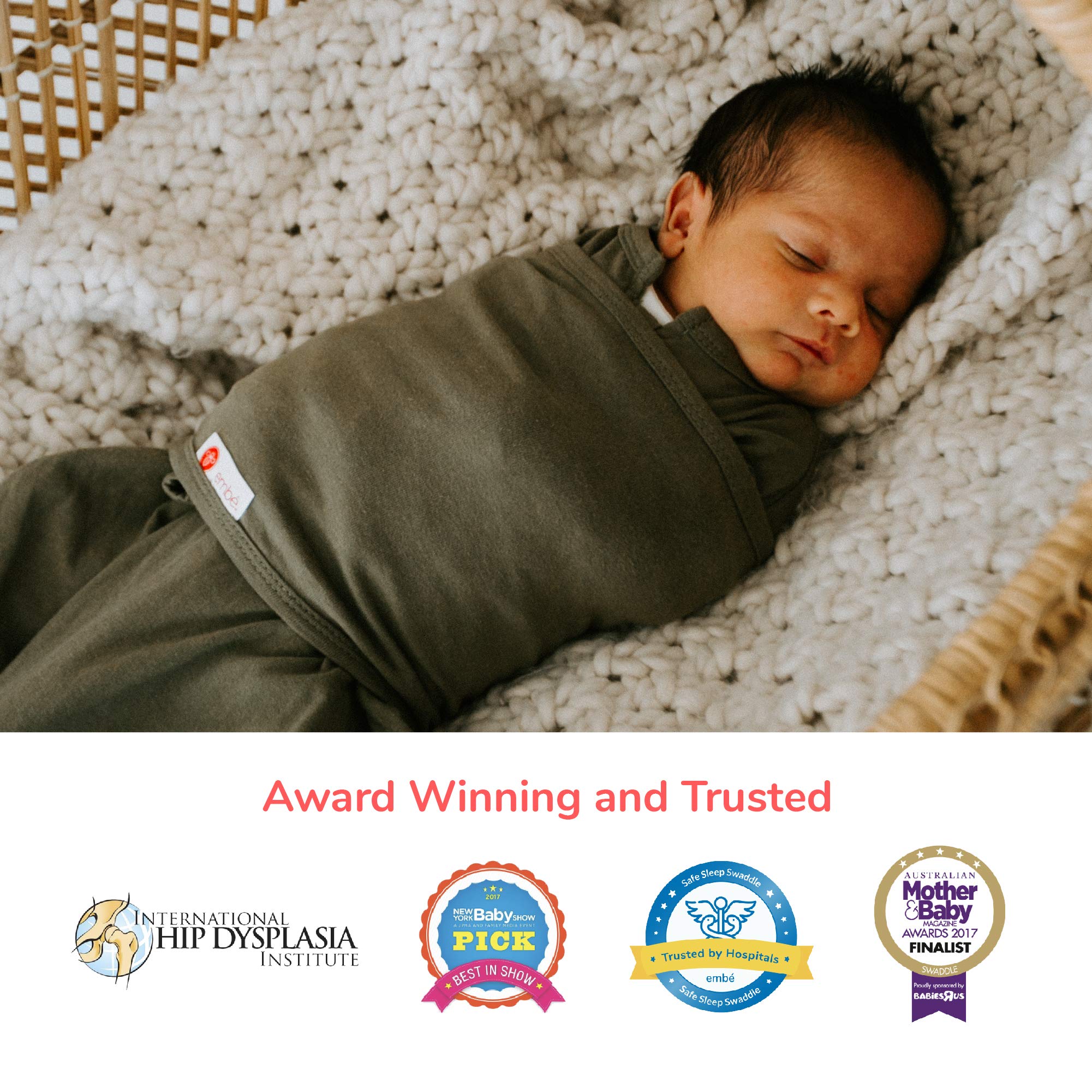embé 2-Way Starter Baby Swaddle, 6-14 lbs, Newborn Swaddle Sack 0-3 Months, Zip & Velcro Swaddle 0-3 Months Baby Swaddles Wrap, Hip Healthy, Infant Swaddle - Moss