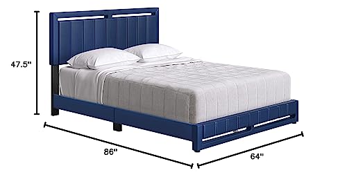 Boyd Sleep Beaumont Upholstered Platform Bed with Headboard, Mattress Foundation with Strong 14 Wood Slat Supports, No Box Spring Required, Black Faux Leather, Size Queen
