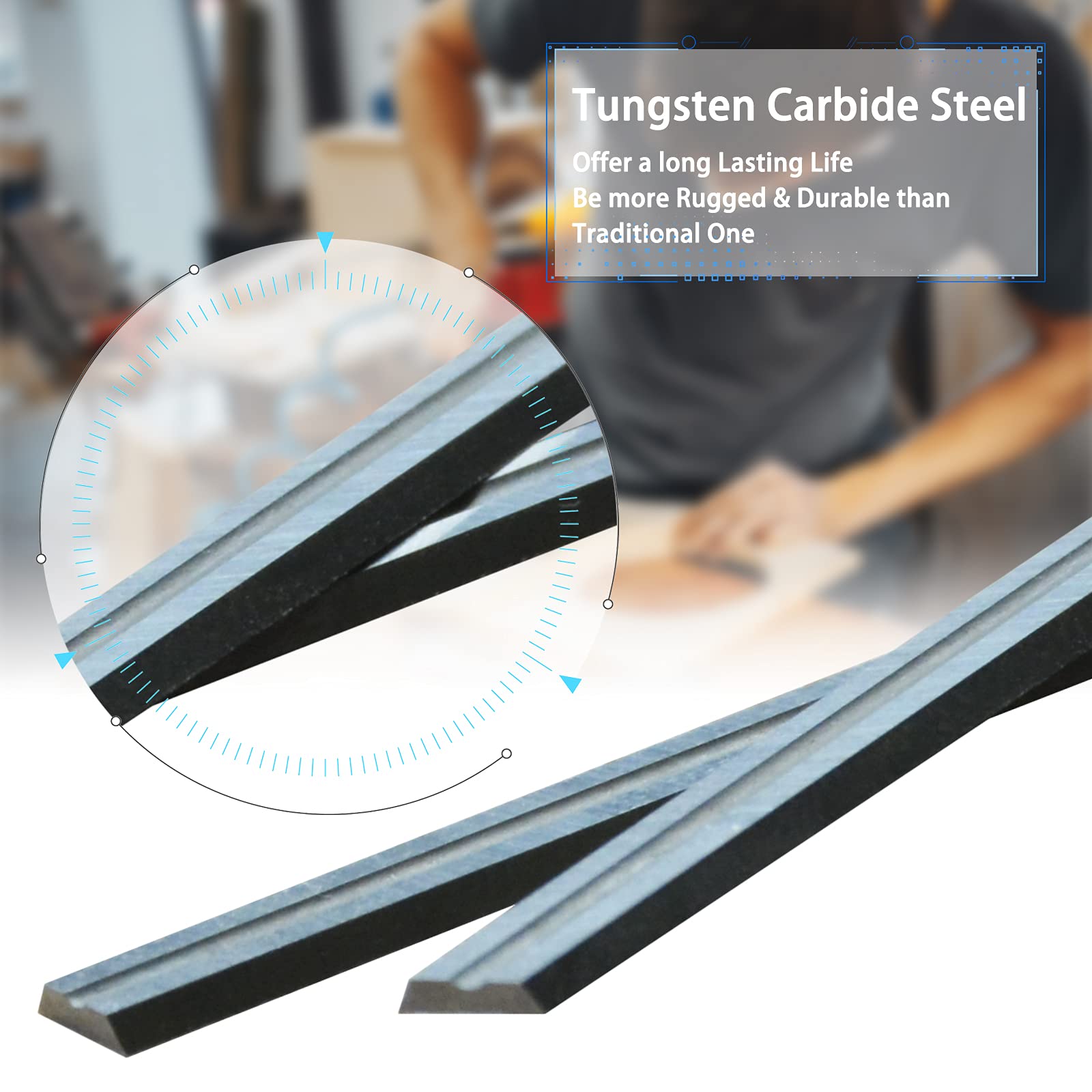 3-1/4" (82mm) Tungsten Carbide (TCT) Planner Blades, Double Edged Reversible Planer Knives Replacement for Bosch, Makita, De Walt, Black&Decker, Ryobi