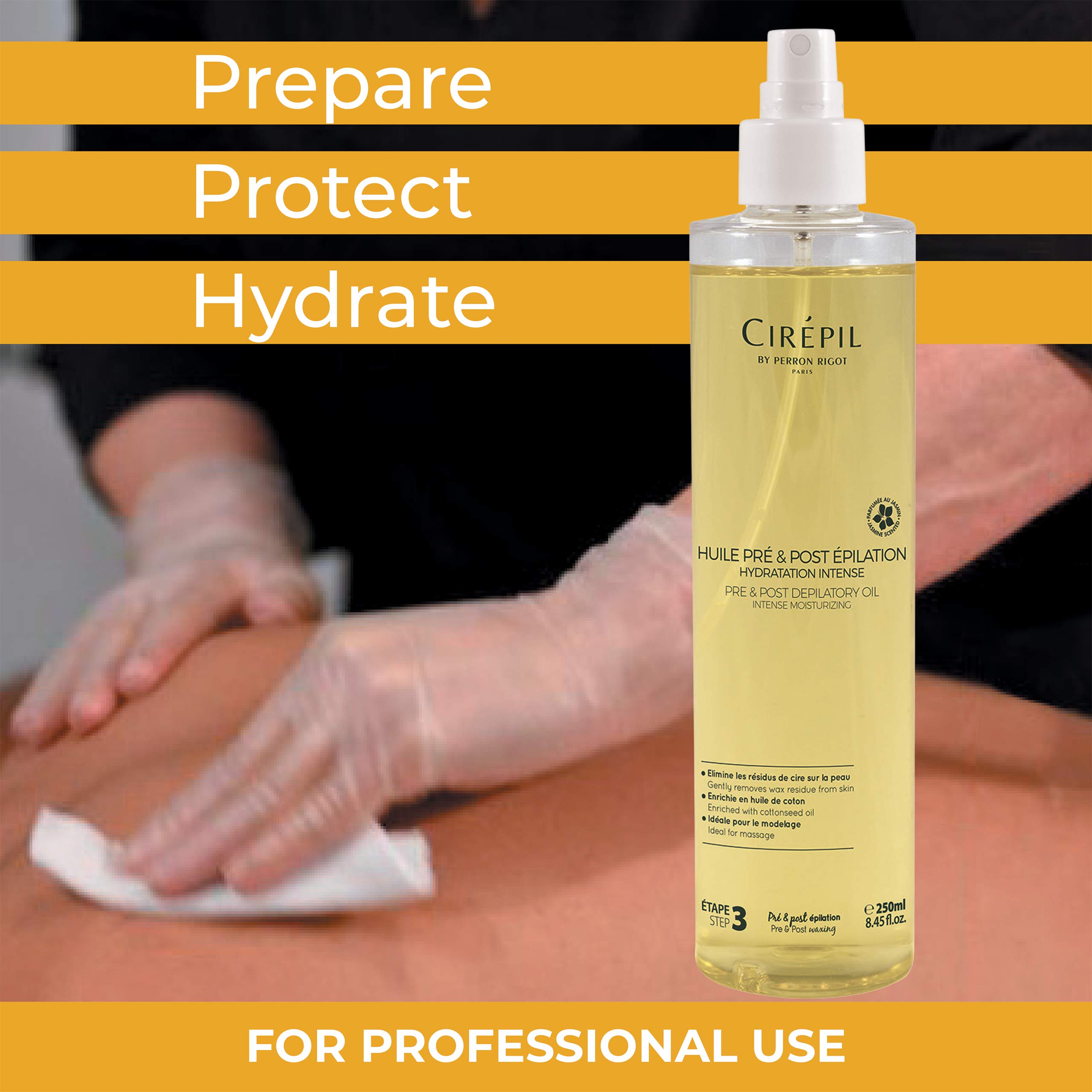 Cirepil - Pre & Post - Depilatory Oil - 250ml / 8.45 fl oz - Protects the Skin Before Waxing & Removes Wax Residue - Pre-Waxing & Post-Waxing
