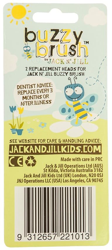 Jack N' Jill Kids Buzzy Brush Replacement Heads, Rotary Design with Soft Vibrations, Only Compatible with Buzzy Brush Electic Musical Toothbrush - 1 x 2 Pack