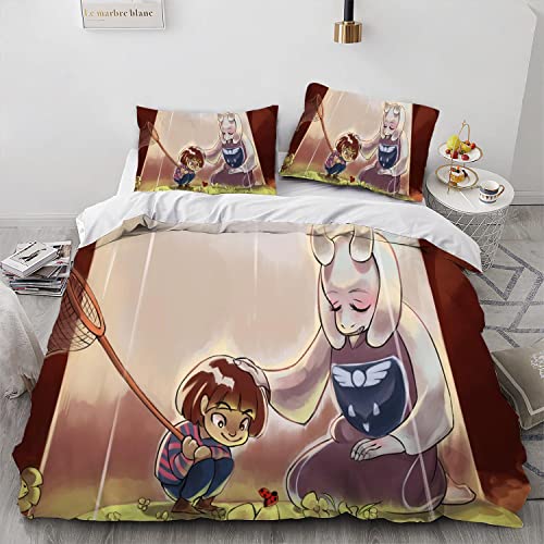 AKARDO Under Legend Tales Game Sans Frisk Duvet Covers, Soft Microfiber Washed Duvet Cover Set 3 Pieces with Zipper Closure,Beding Set (05,Twin (68"x86"))