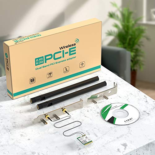 AX210 WiFi 6E Desktop Kit, Expand to Tri-Band 6GHz/5GHz/2.4GHz M.2 NGFF Wireless Bluetooth 5.2 Card Support Windows 10 11, 64 bit Desktop PC, Includes Ipex Cable, 5dBi Antennas and Brackets