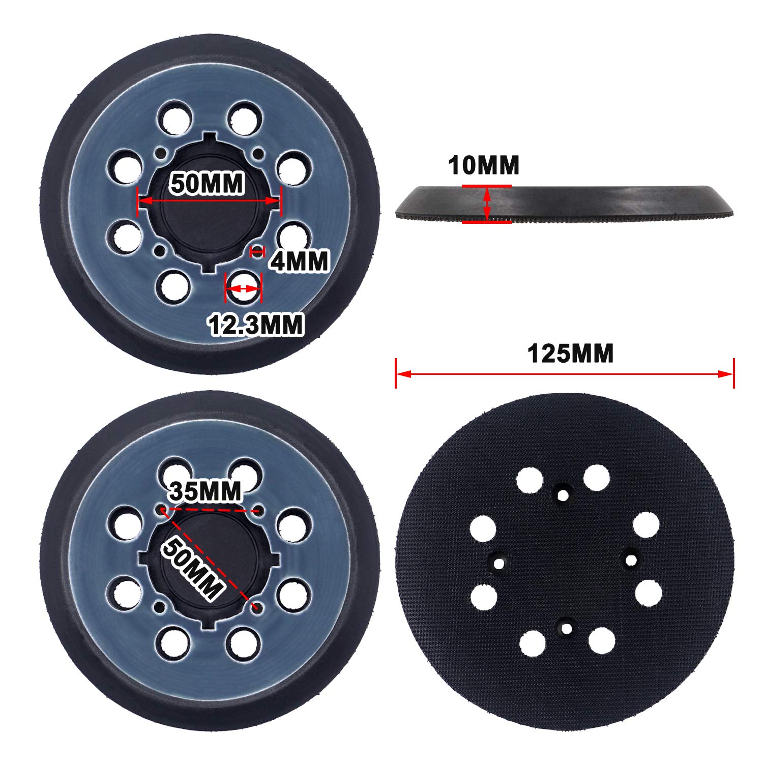 4 Packs 5 inch 8 Hole Hook and Loop Replacement Sanding Pad for DeWalt DWE64233 & N329079 Compatible with DWE6423/6423K, DWE6421/6421K, DWE6421-B2, DWE6421-B3, DWE6421-BR, DCW210B (4 Packs)