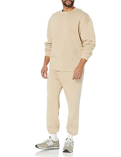 Amazon Essentials Men's Oversized-Fit Crewneck Sweatshirt (Available in Big & Tall), Tan, Large