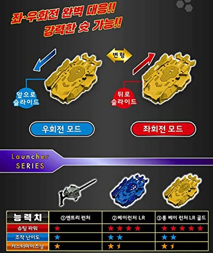 BelleJiu Battling Tops Burst BBG-29 Gold Bey String Launcher LR Left Right Spin Long Bey Launcher