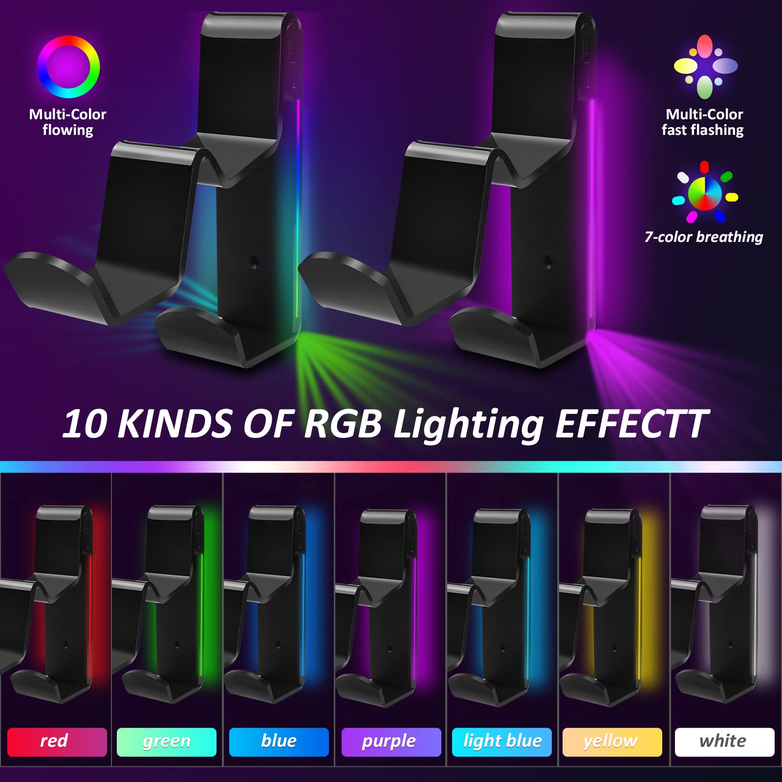 3in1 RGB PS4 Xbox Controller Charger Dock Station Headset LED Wall Mount Holder With USB Charging Ports for Playstation 3 4 5 PS5 Controllers Xbox ONE Series X Switch Steam Deck