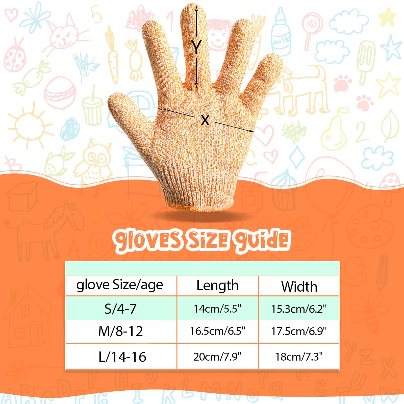 4 Pairs Kids Cut Resistant Gloves Level 5 Safe Gloves Protection for Kitchen Garden, Oyster Shucking, Crafts, DIY (Small)
