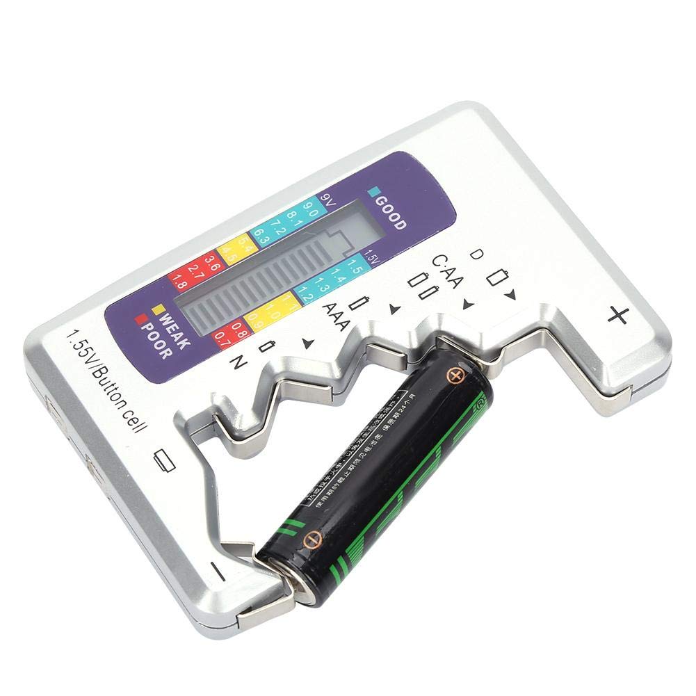 Digital Battery Tester Battery Capacity Detector Checker Measuring Tool 90 x 60mm for Battery Button, AAA, N, C, D, 9V, 1.5V Battery