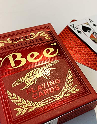 bee MetalLuxe™ Playing Cards - Red Foil Diamond Back, Standard Index