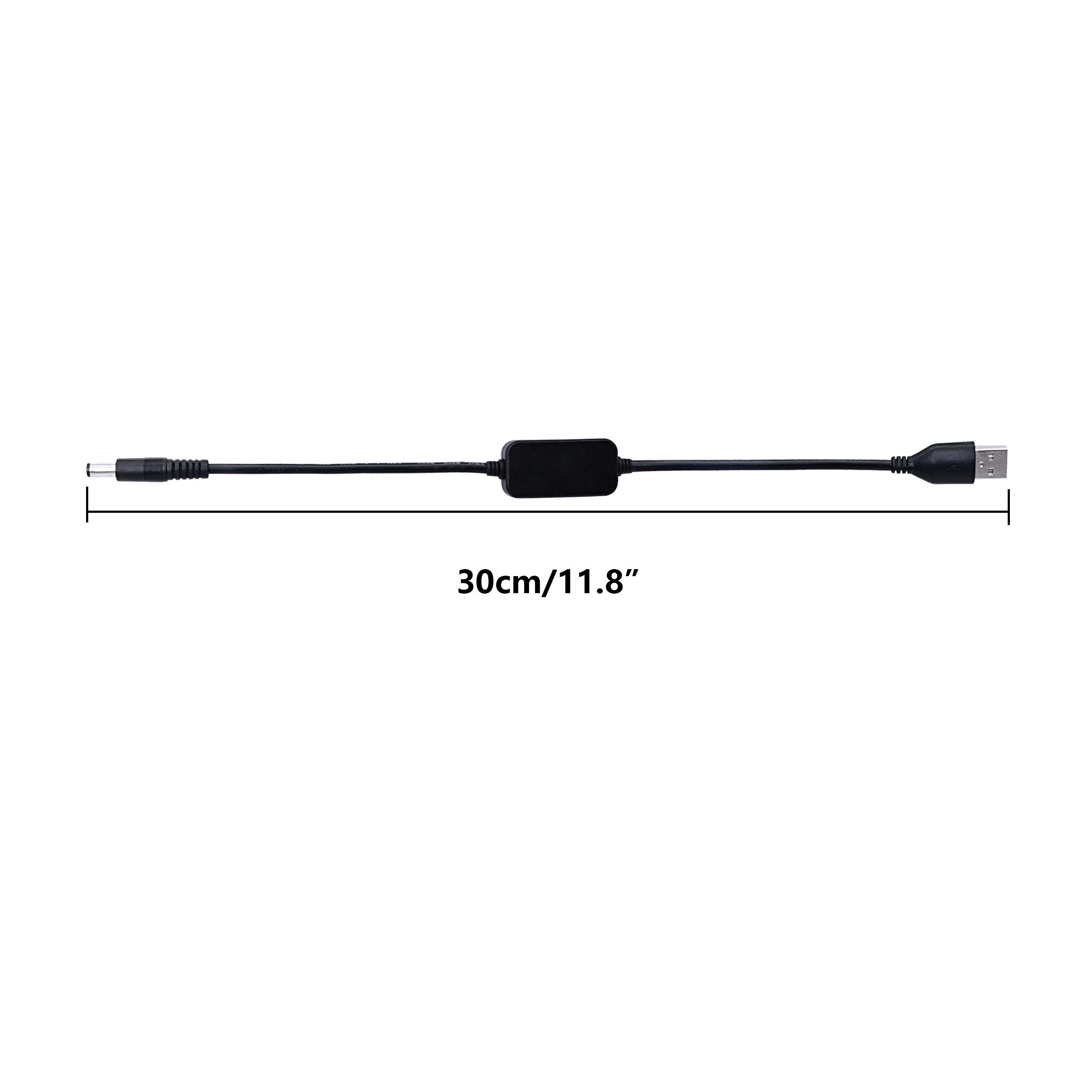 SinLoon 11.8" USB 5V to DC 12V Converter Step Up Voltage Converter Power Cable,for Camera, Desk lamp, Speakers, Blue Tooth Headset, and Other 5V Devices.(5.5 x 2.1mm)
