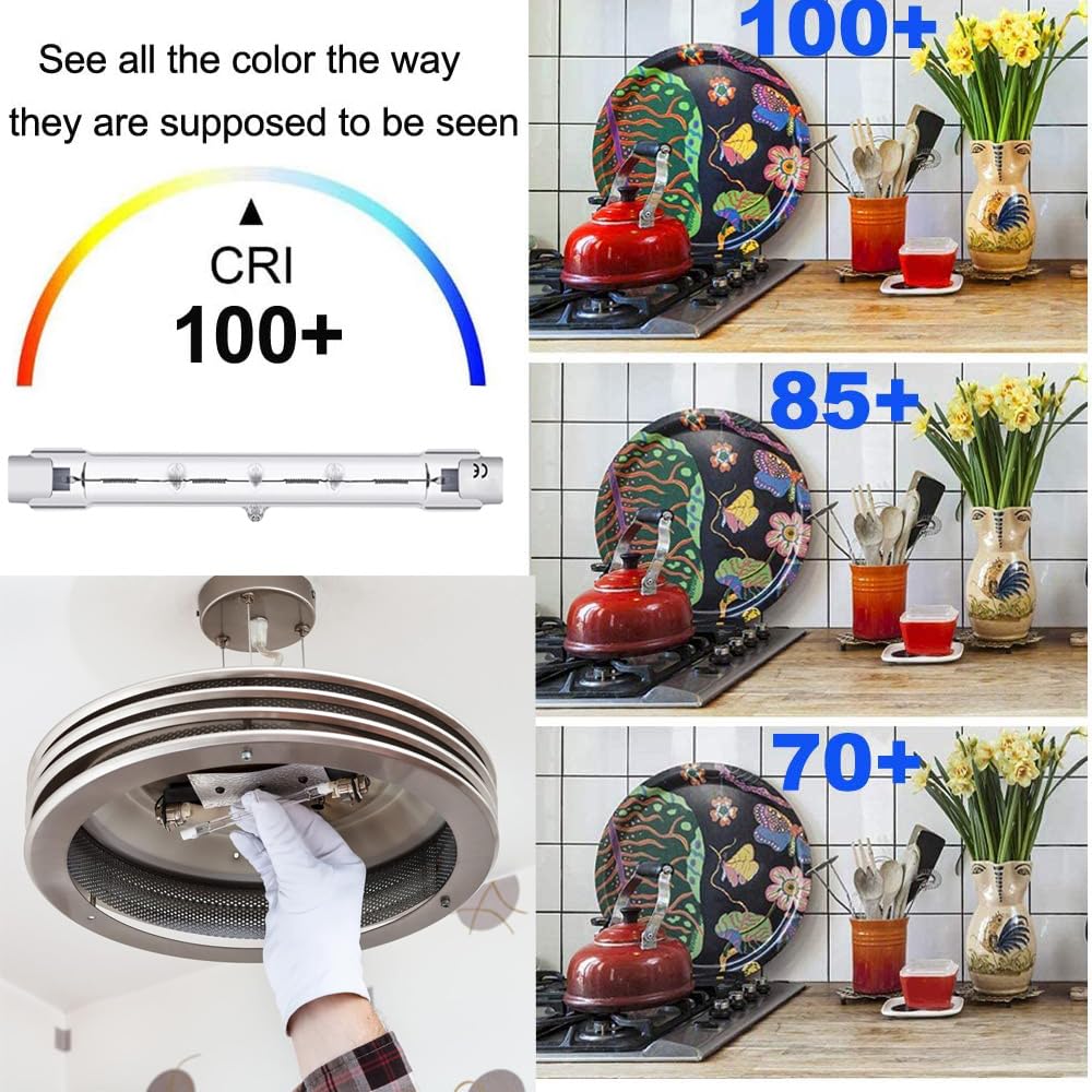 Rnyloas R7S 78MM T3 100W Bulb, 5 Pack Long Lasting R7S Halogen Bulb Dimmable, R7S 100W 120V Bulb with R7S Base 2800K Warm White, R7S Bulb 78MM T3 for Work, Security, Landscape Lights, Floor Lamps