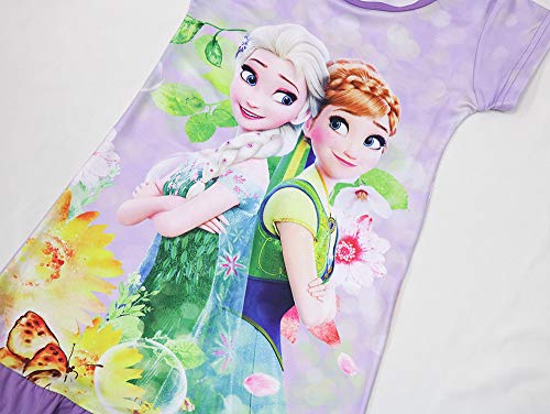 AOVCLKID Little Girls Princess Casual Cartoon Printed Dress up(6 Years,Purple)