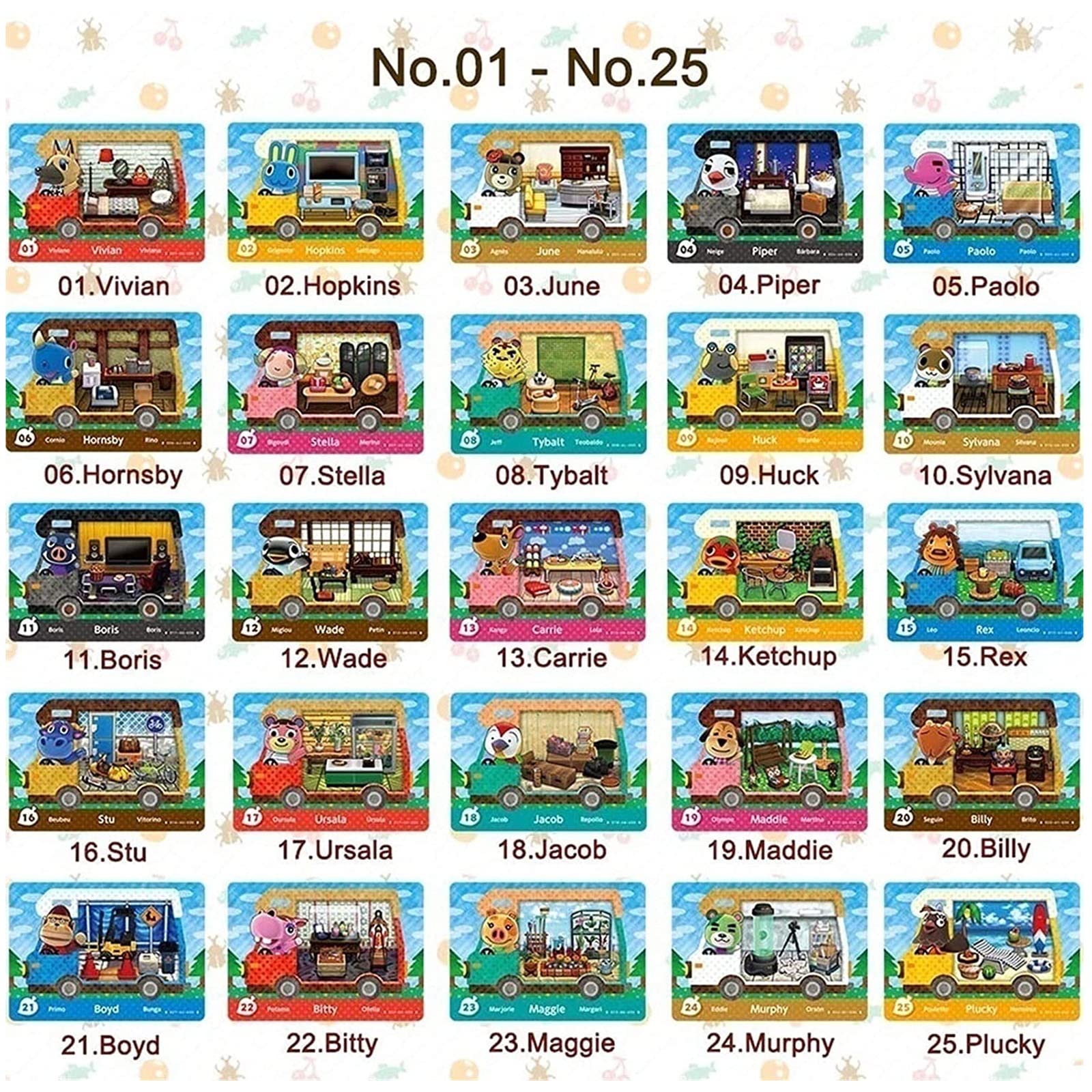 50 Pcs Caravan NFC RV Amiibo Cards for Animal Crossing New Horizons Series 1-4 for Switch/Switch Lite/Wii U/New 3DS with Storage Case 5655609