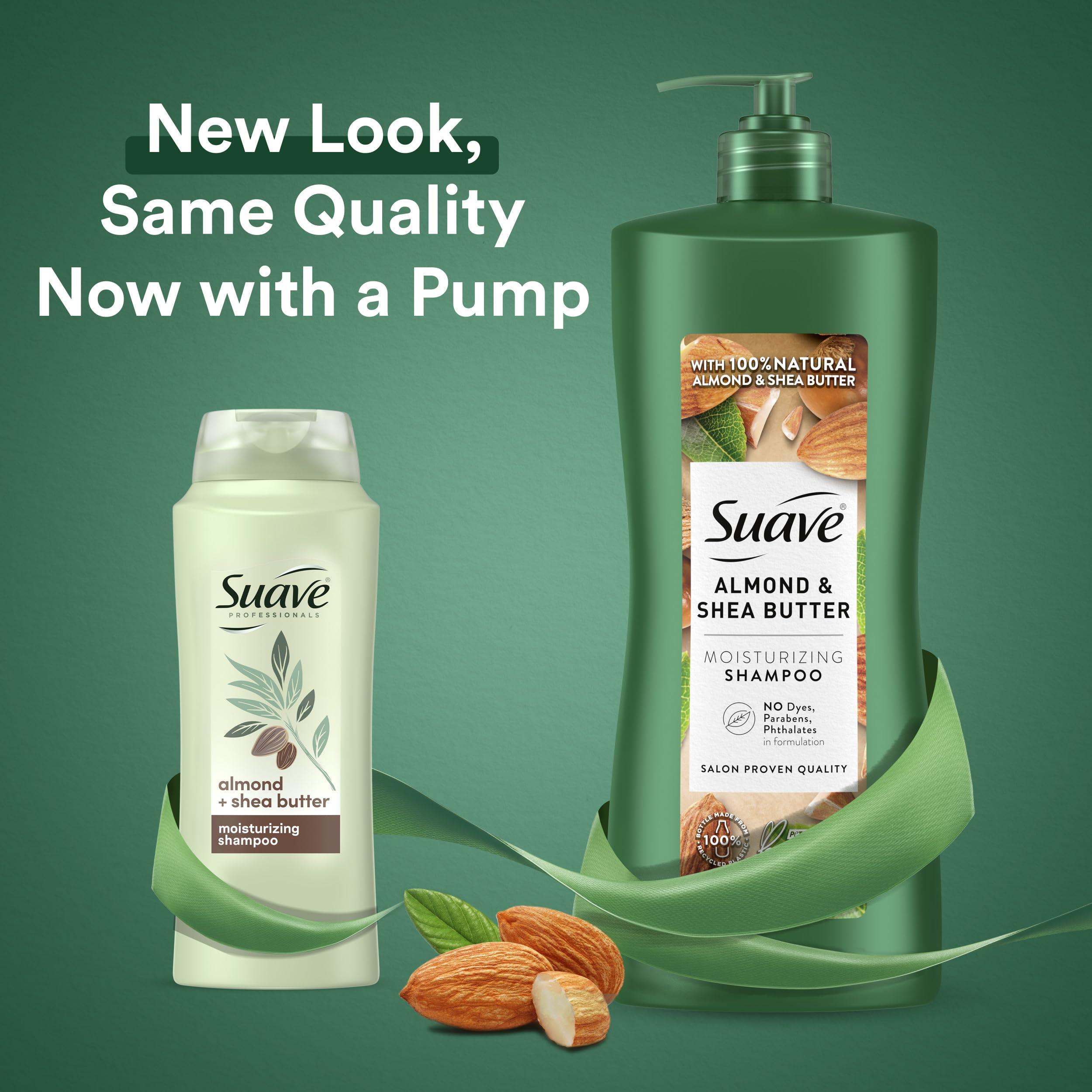 Suave Professionals Moisturizing Shampoo for Dry Hair Almond and Shea Butter Paraben-free and Dye-free 28 oz, Pack of 4