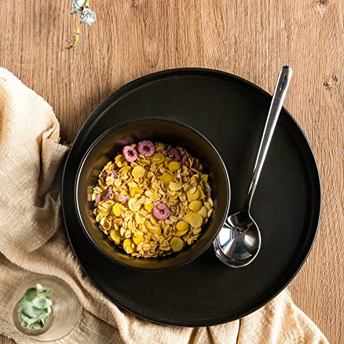 AmorArc Stoneware Cereal Bowls for Kitchen, 26 ounce Ceramic Soup Bowls Set of 6 for Oatmeal Snacks Soup Cereal, Chip-Resistant Kitchen Bowls, Matte Black
