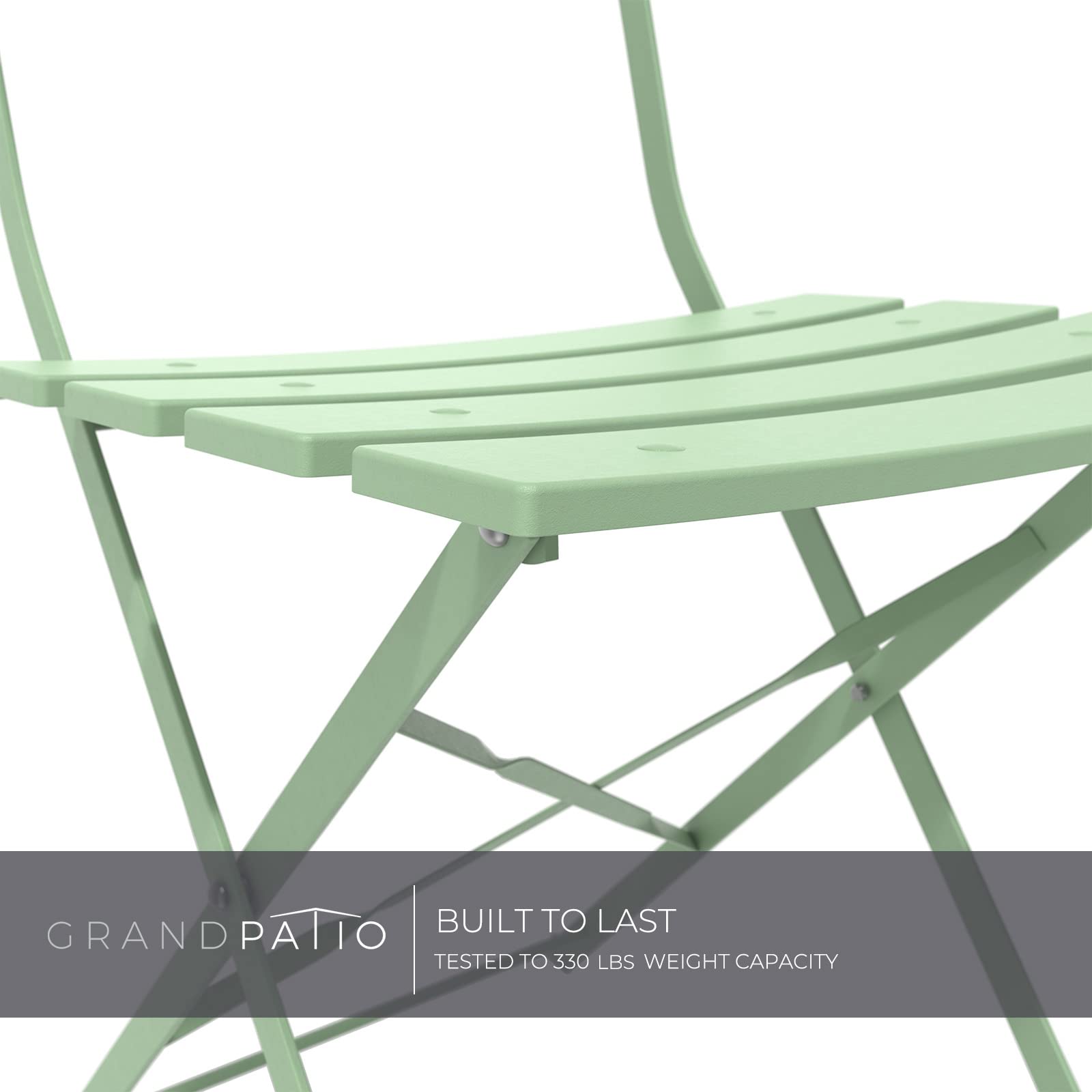 Grand patio 3-Piece Bistro Set Folding Outdoor Furniture Sets with Premium Frame Portable Design for Bistro & Balcony (Sage Green with Cushion)