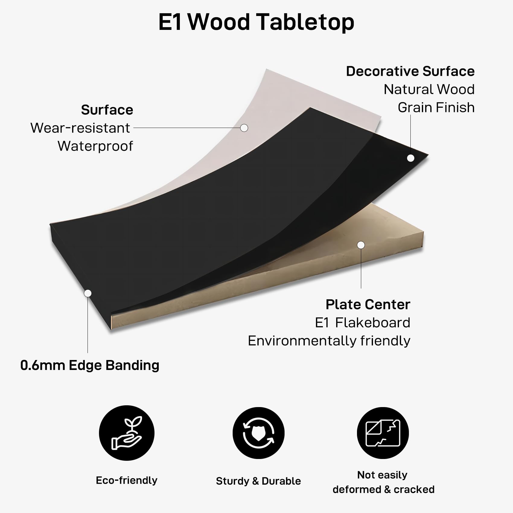 QLLY 55x24inch/140x60cm One-Piece Wood Tabletop, Solid Board Replacement Desktop, Universal Countertop for Table and Workstation (Black, 55 Inch/140cm)