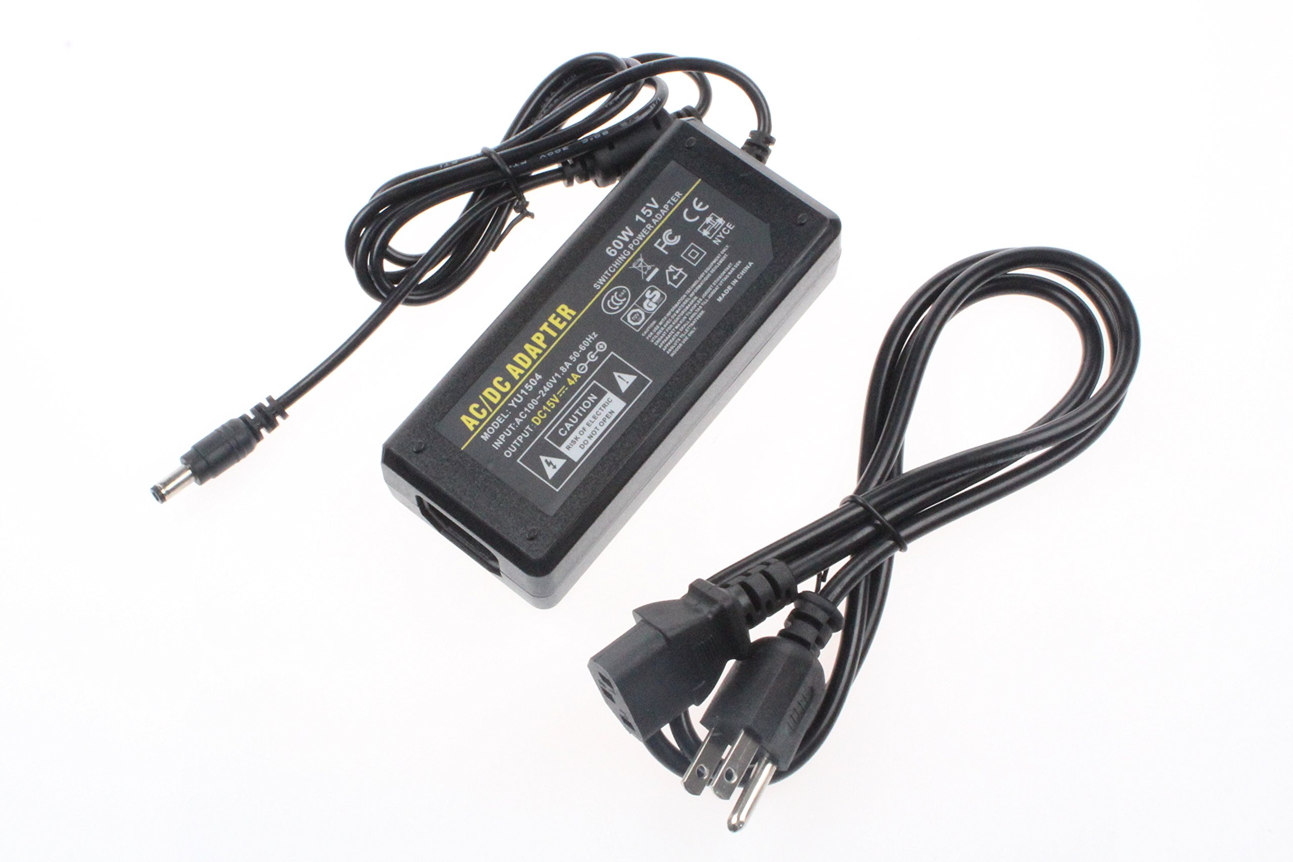 NOYITO 15V 4A AC to DC Adapter 60W 120V 100-240V 50 60 Hz to 15V Power Supply Charger Transformer 5.5 x 2.5 2.1mm Interface (15V 4A)