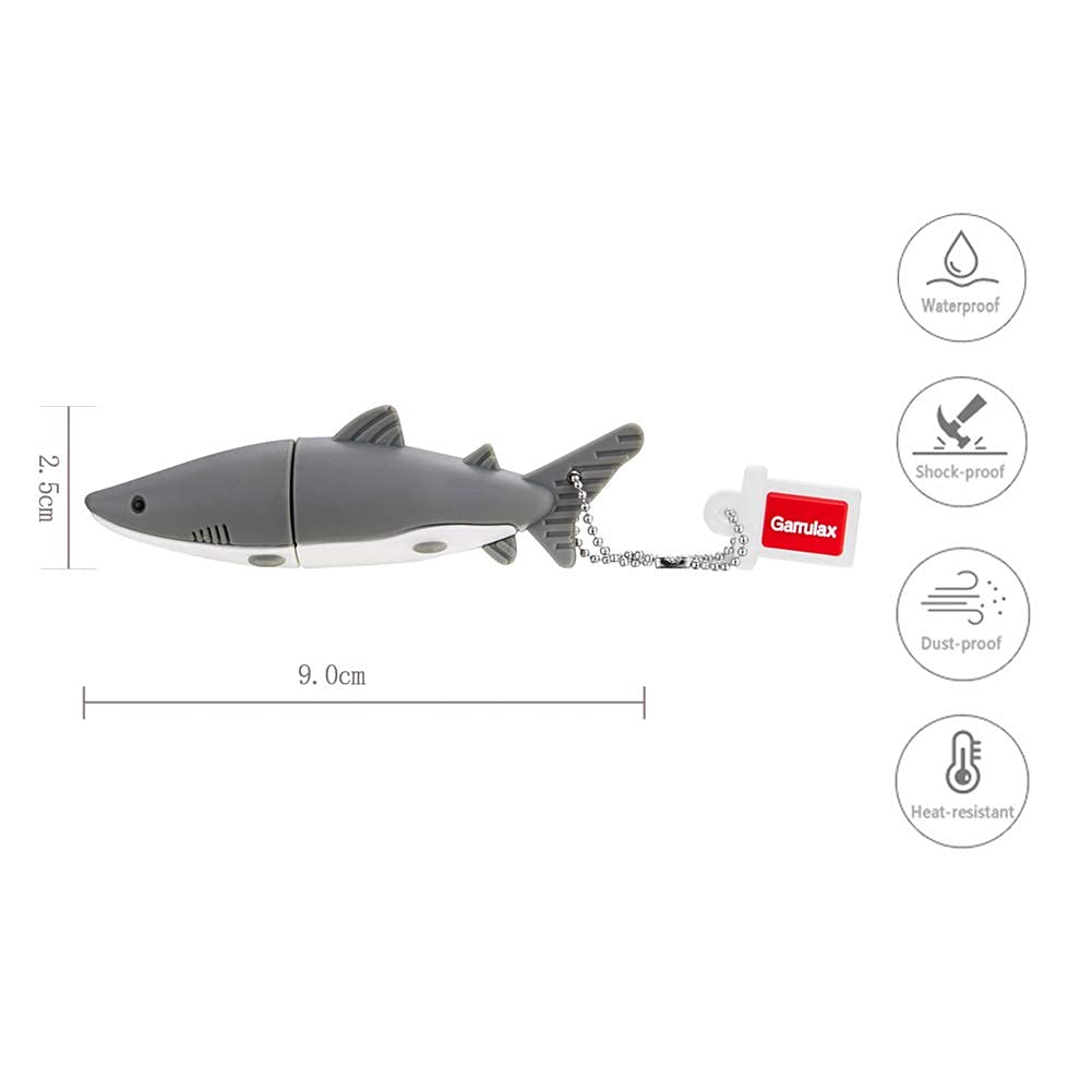 GARRULAX USB Flash Drive, 8GB / 16GB / 32GB USB 2.0 Cute Shape USB Memory Stick Date Storage Pendrive Thumb Drives for Kids Children Collegue Student (32GB, Shark)