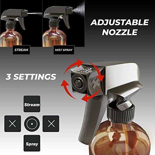 Nylea Glass Spray Bottles - Premium Empty Spray Bottle for Cleaning, Hair, and Essential Oils - Refillable Spritzer Bottle for Plants & Cleaning Solutions - Mist & Single Trigger Sprayer (16 oz)
