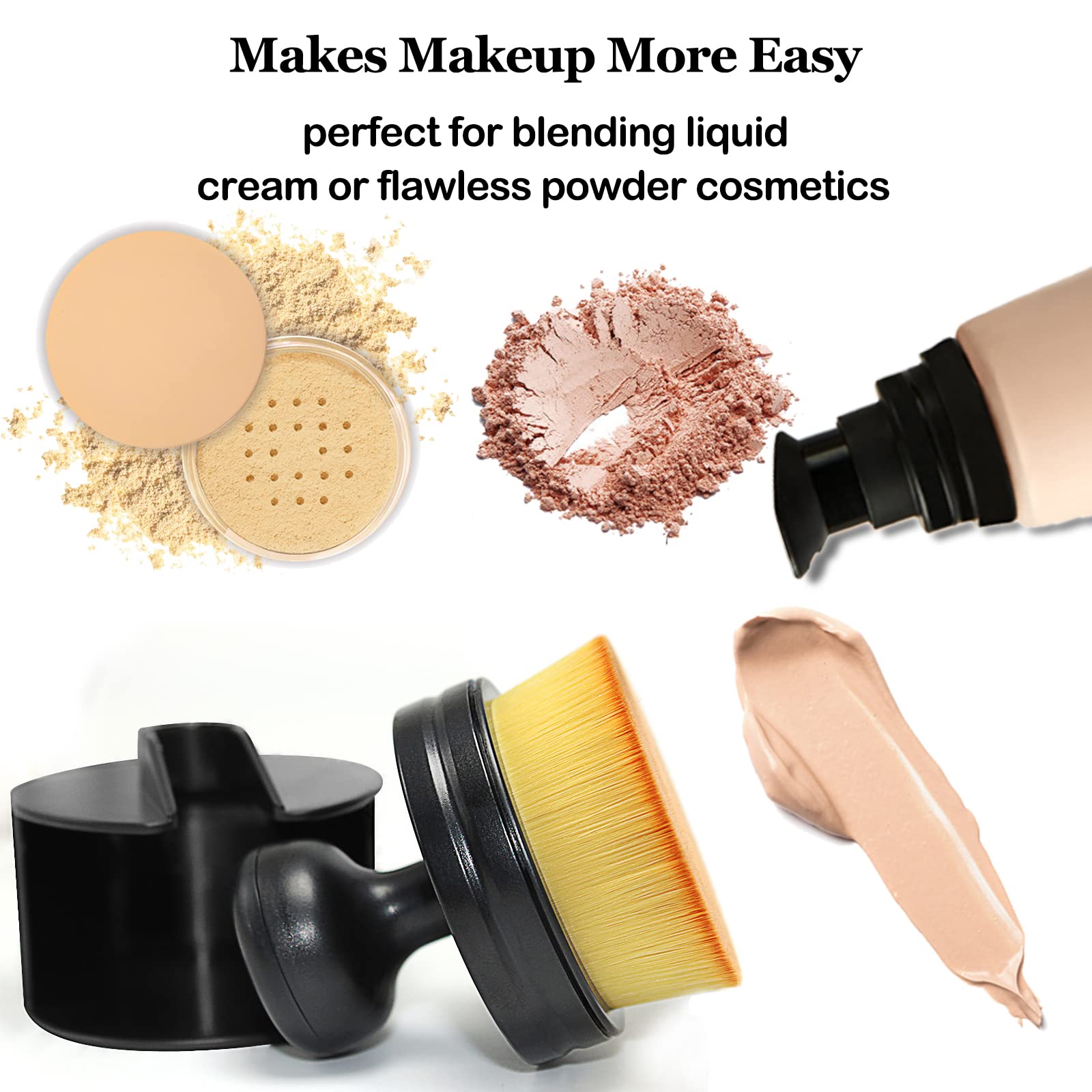 Falliny Makeup Brush, Large Full Coverage Self Tanner Foundation Brushes Travel Kabuki Powder Brush for Face Body, Blending Liquid, Bronzer,Sunscreen,Cream or Flawless Powder Cosmetics