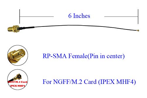 Tenmory UFL to SMA M.2 NGFF U.FL to RP-SMA Female MHF4 IPX4 IPEX4 Ipex Connector Pigtail Antenna Extension Cable (15cm (2 Pcs))