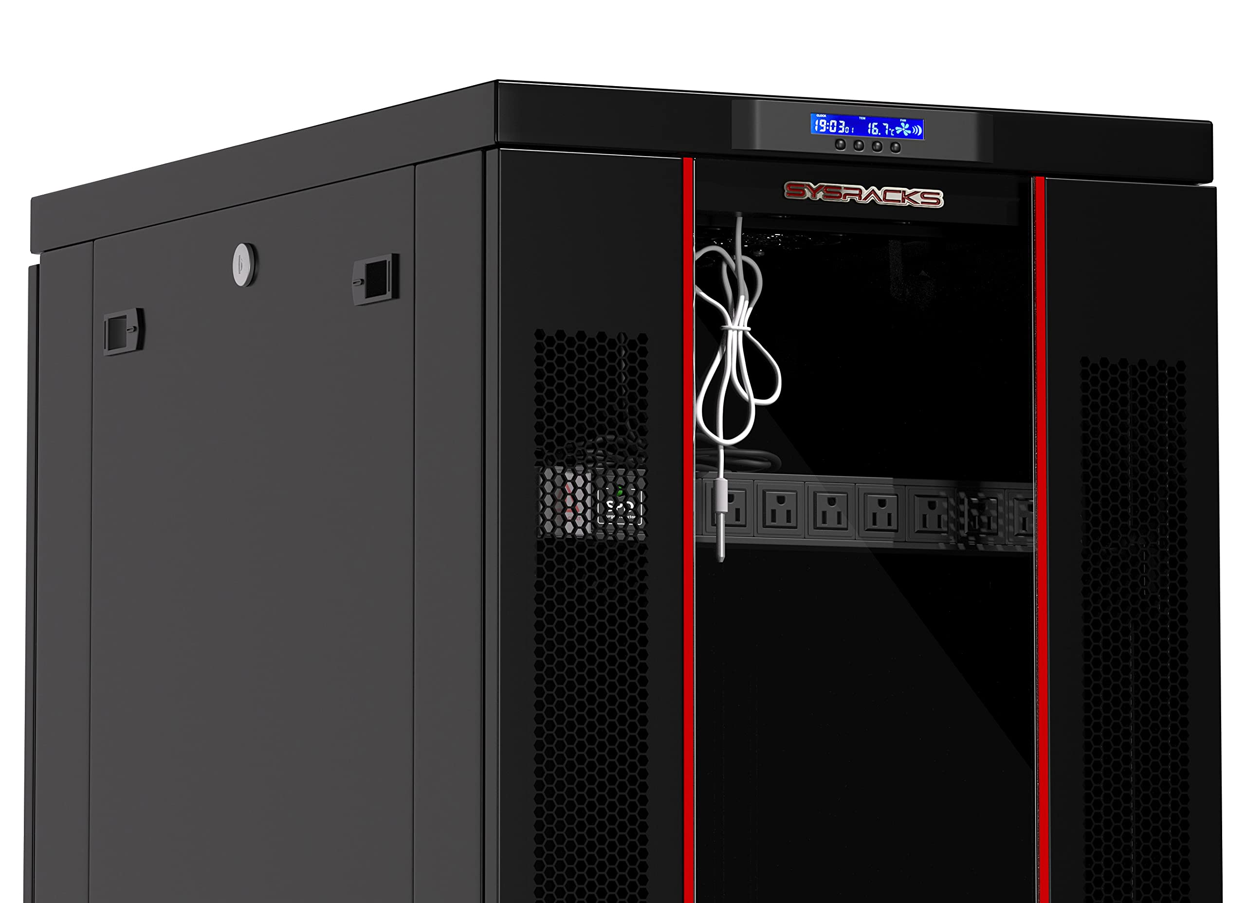 Sysracks 37U Server Rack Cabinet - Heavy-Duty, Optimal Airflow, Secure Lock, Easy Assembly, Versatile Use for Data Centers and IT Equipment