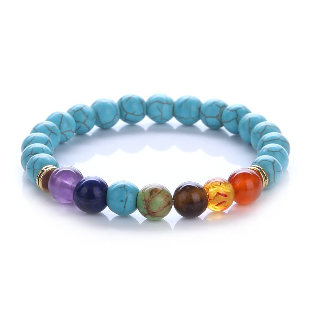 5 Pcs Chakra Bracelets for Women,8mm Lava Rock Chakra Bracelet for Men