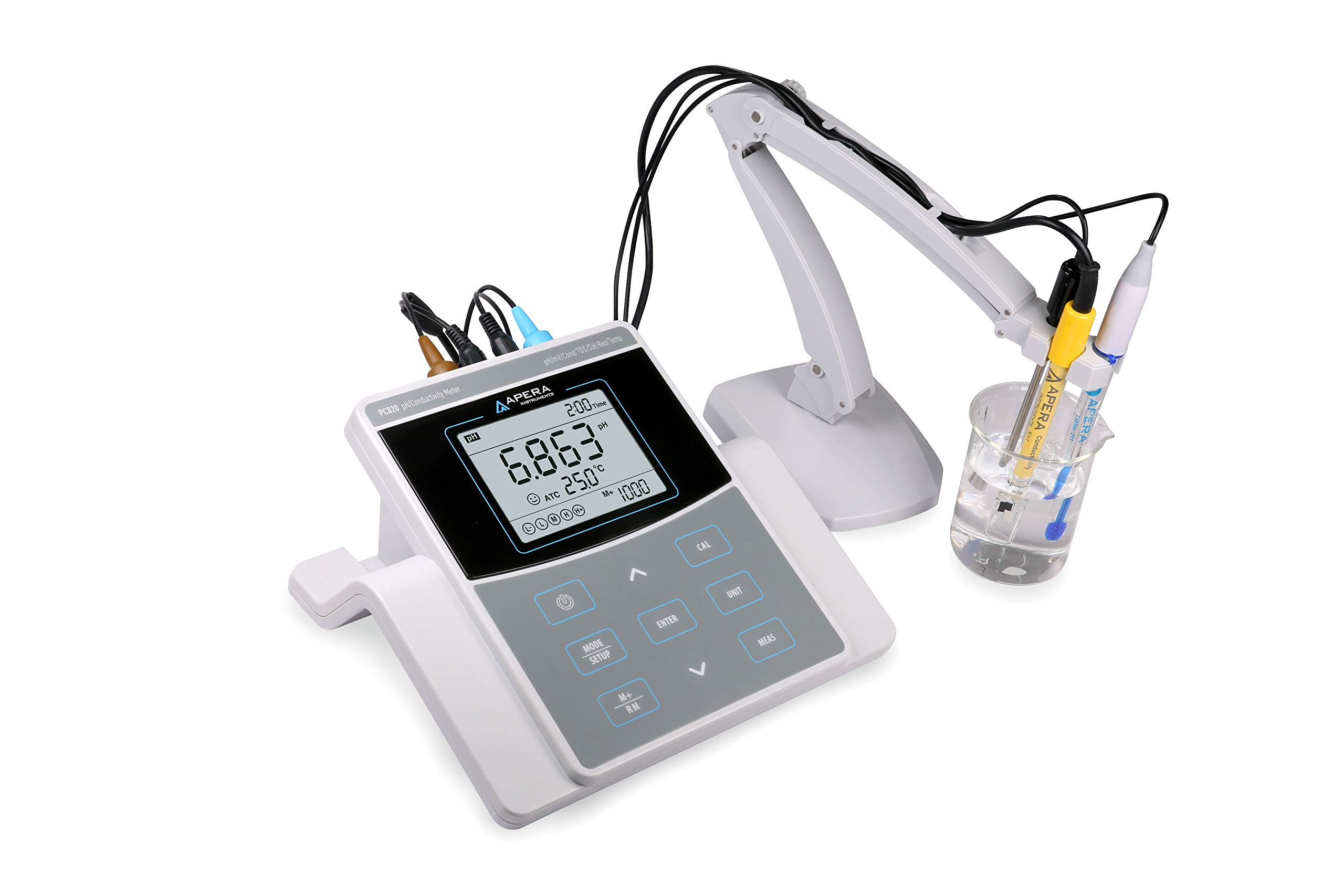 Apera Instruments, LLC-AI533 PC820 Precision Benchtop pH/Conductivity Multiparameter Meter Kit with Highest Accuracy Âą0.002 pH and Âą0.5% F.S, up to 5-Point Auto. Calibration