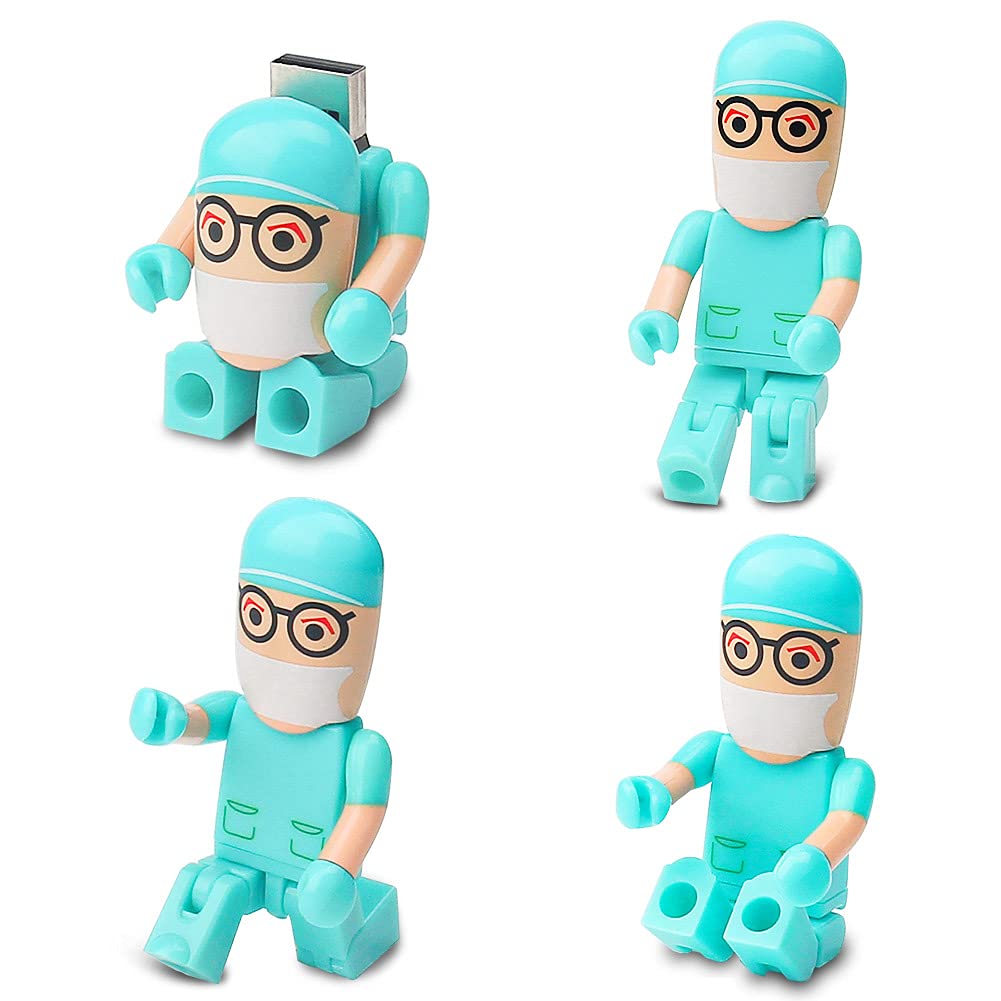 Novelty USB Flash Drive 64GB, LEIZHAN Doctor Robot Toy Character Thumb Jump Drive for Kids Students Gift Pendrive