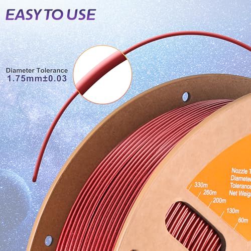 ERYONE Sparkly Glitter Shining PLA Filament for 3D Printer, 1.75mm +/-0.03mm, 1kg(2.2LBS)/Spool, Red