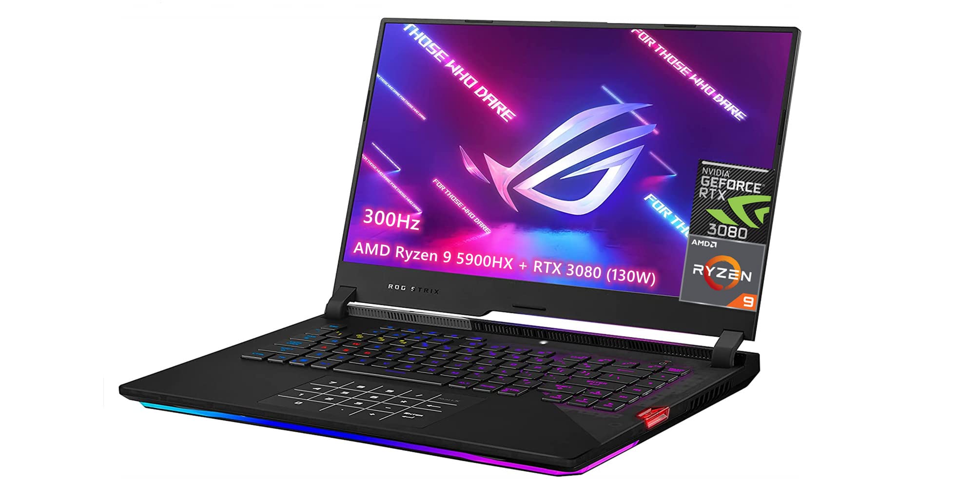 ASUS ROG Strix Scar 15 (2021) Gaming Laptop, 15.6" 300Hz IPS Type FHD Display, NVIDIA GeForce RTX 3080 (130W), 8-core AMD Ryzen 9 5900HXďźWindows 10 Home, with HDMI Cable (32GB RAM | 2TB PCIe SSD)