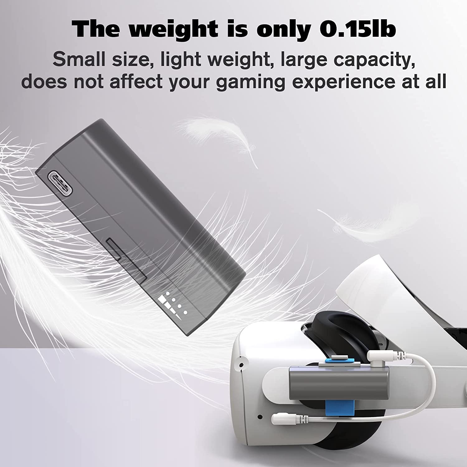 SiWiQU Rechargeable Battery Pack for Meta Quest 2, Mini Accessories for Quest 2 Headset, Portable VR Extended Power Compatible with Quest 2 Original and Elite Strap