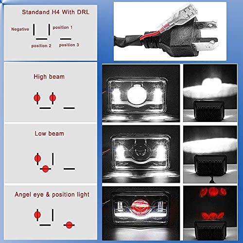 AUTOFU 4PCS 4X6 LED Headlights DRL for Chevy Pick Up Trucks C10 C20 K10 K30 K5 Blazer Suburban (1981 to 1987), Sealed Beam High Low H4651 H4642 H4652 H4656 H4666 H4668 H6545 Conversion Kit