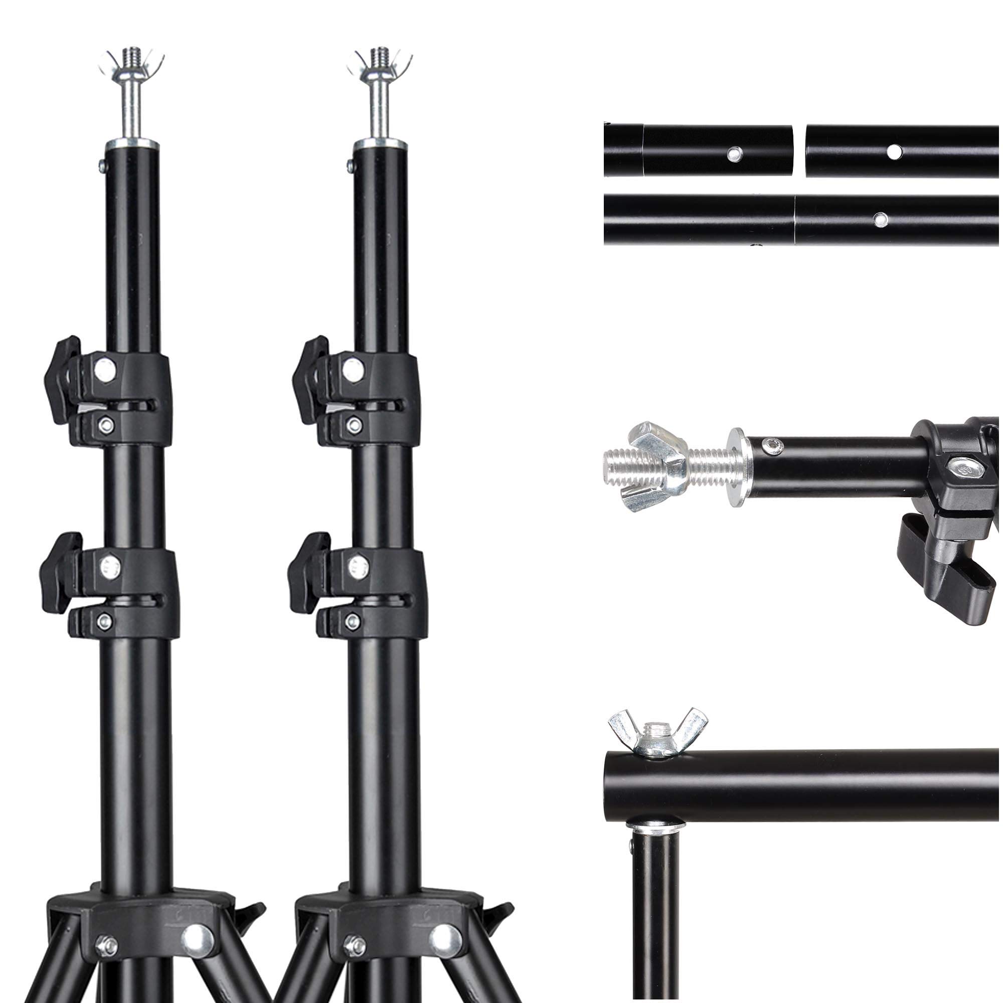 Backdrop Stand Kit 7 x 10ft Adjustable Background Support System Stand Kit 6 Clips Carry Bag for Studio Photo Live Stream Party Event