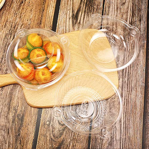 Set of 100 Clear Plastic Single Individual Cupcake Boxes,Muffin Dome Holders Cases Boxes Cups Pods,Clamshell Container Cupcake Holders,Great for Parties or Cake/Muffin Salesā¦