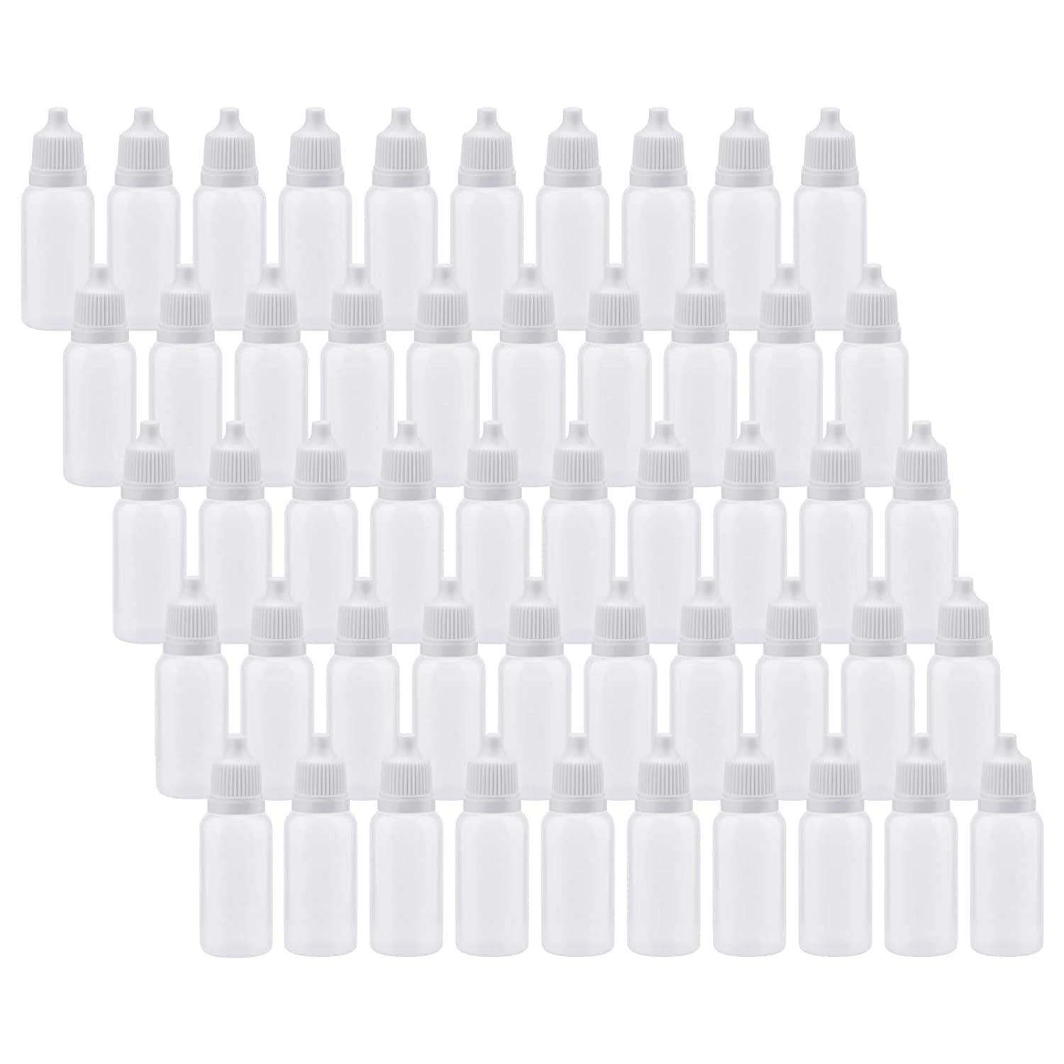 BeiHCain 100/50PCS Plastic Eye Dropper Bottle Dropper Bottle, 15ML Empty Plastic Squeezable Eye Dropper bottle LDPE with Childproof Cap (50pcs Dropper Bottle)