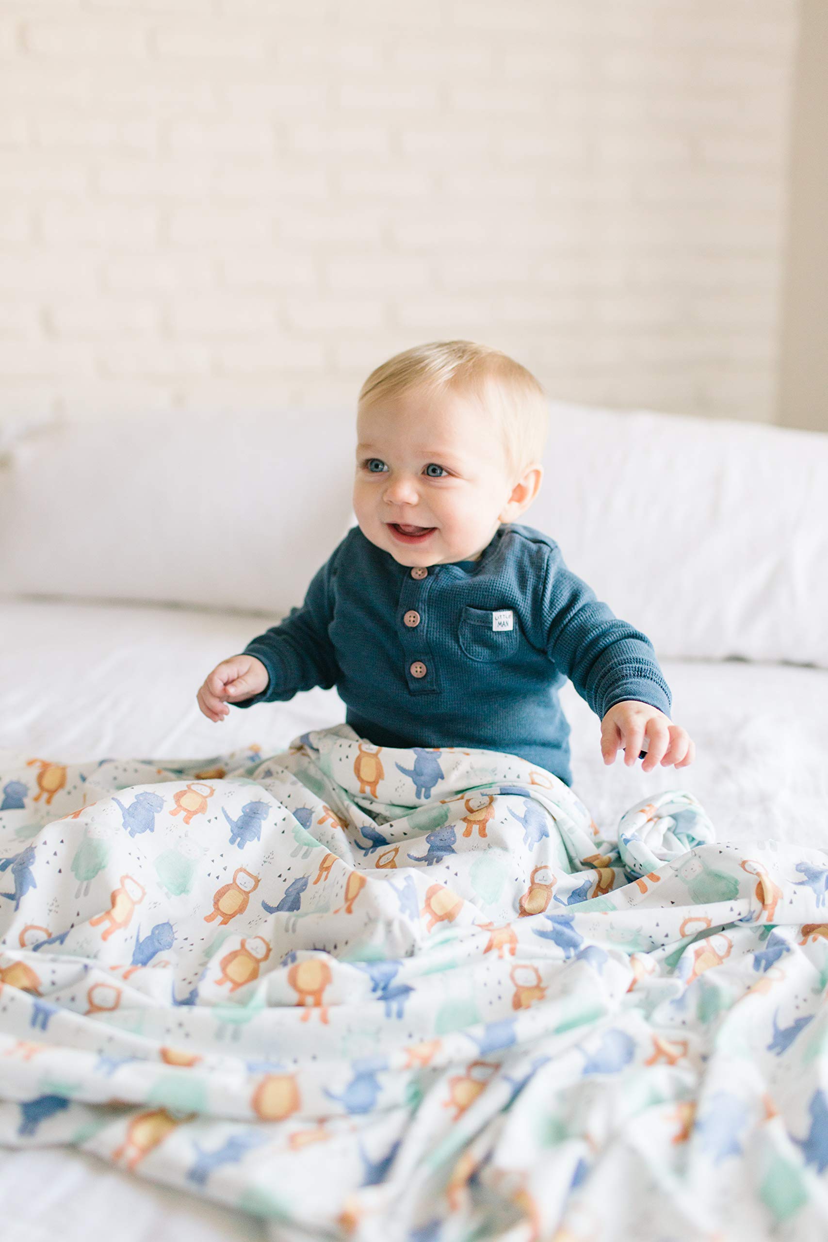 Large Premium Knit Baby Swaddle Receiving Blanket "Max" by Copper Pearl