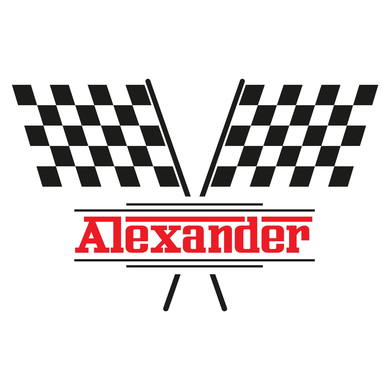 Kyle Cornhole Racing Wall Decals Name Wall Decal Kids Wall Art Boys Room Racing Flags Custom Name Racing Car Wall Art Decor, (LN03)