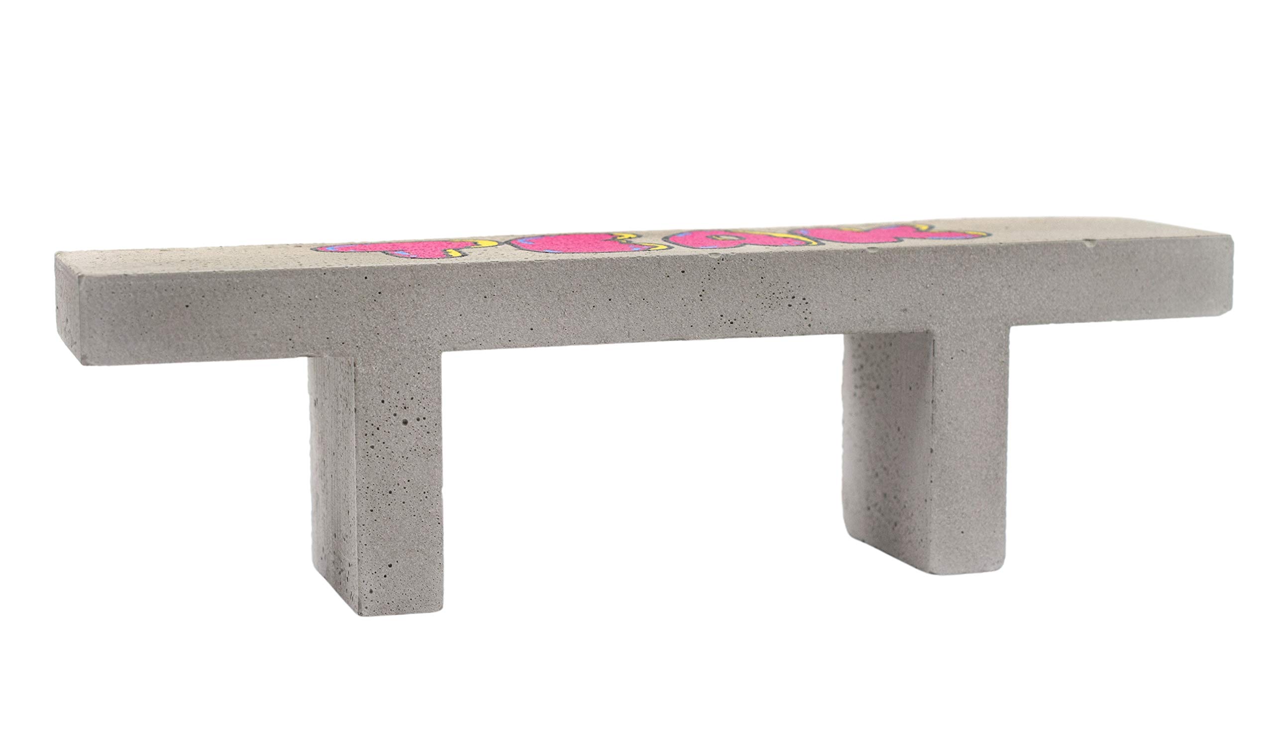 Concrete Fingerboard Bench, Full Color Teak Tuning Logo Graphic - 7" Long, 1.5" Wide, 2" Tall - 1:12 Scale - Teak Tuning