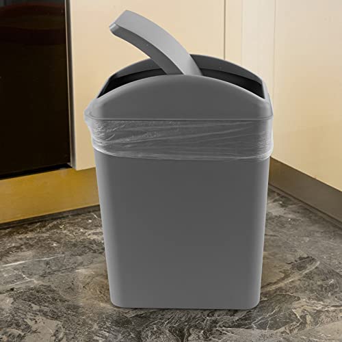 AnnkkyUS Plastic Trash Bin with Swing Lid, 16 L Small Garbage Bins, Grey