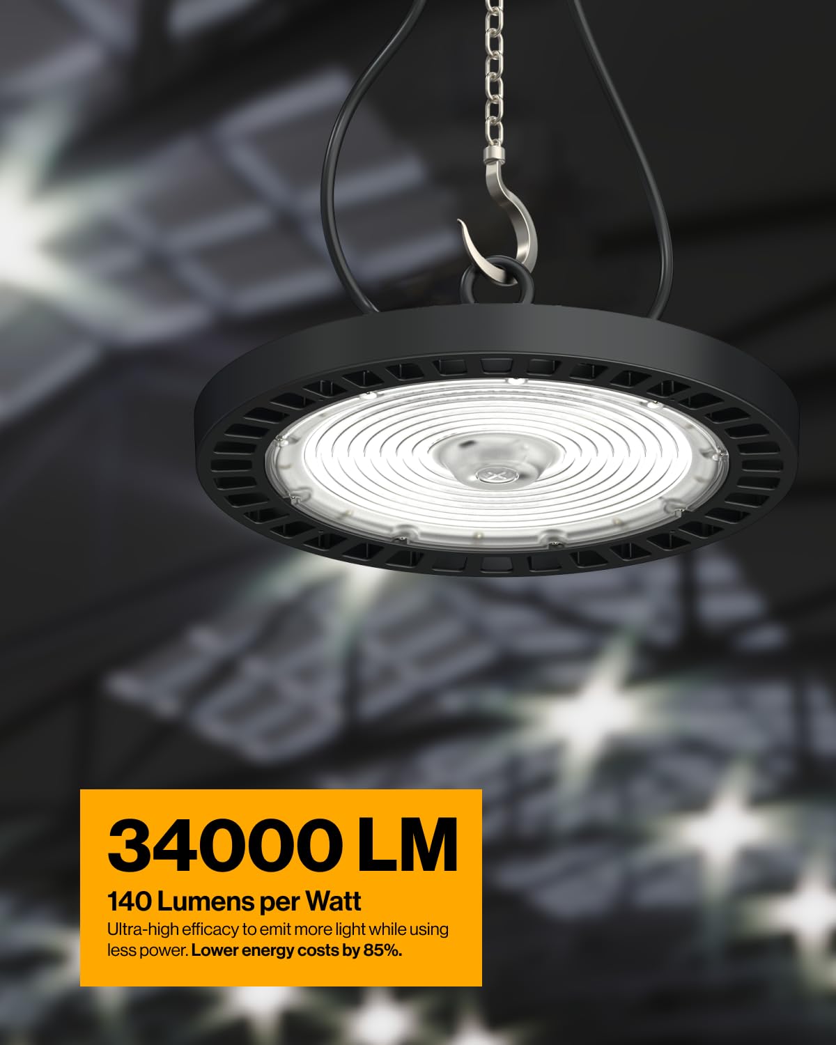 Sunco UFO LED High Bay Light, Lighting for Warehouse, 5000K Daylight, 240W, 34800 LM, 100-277V, Dimmable 0-10V, IP65 Waterproof Weatherproof, Super Bright, UL 2 Pack