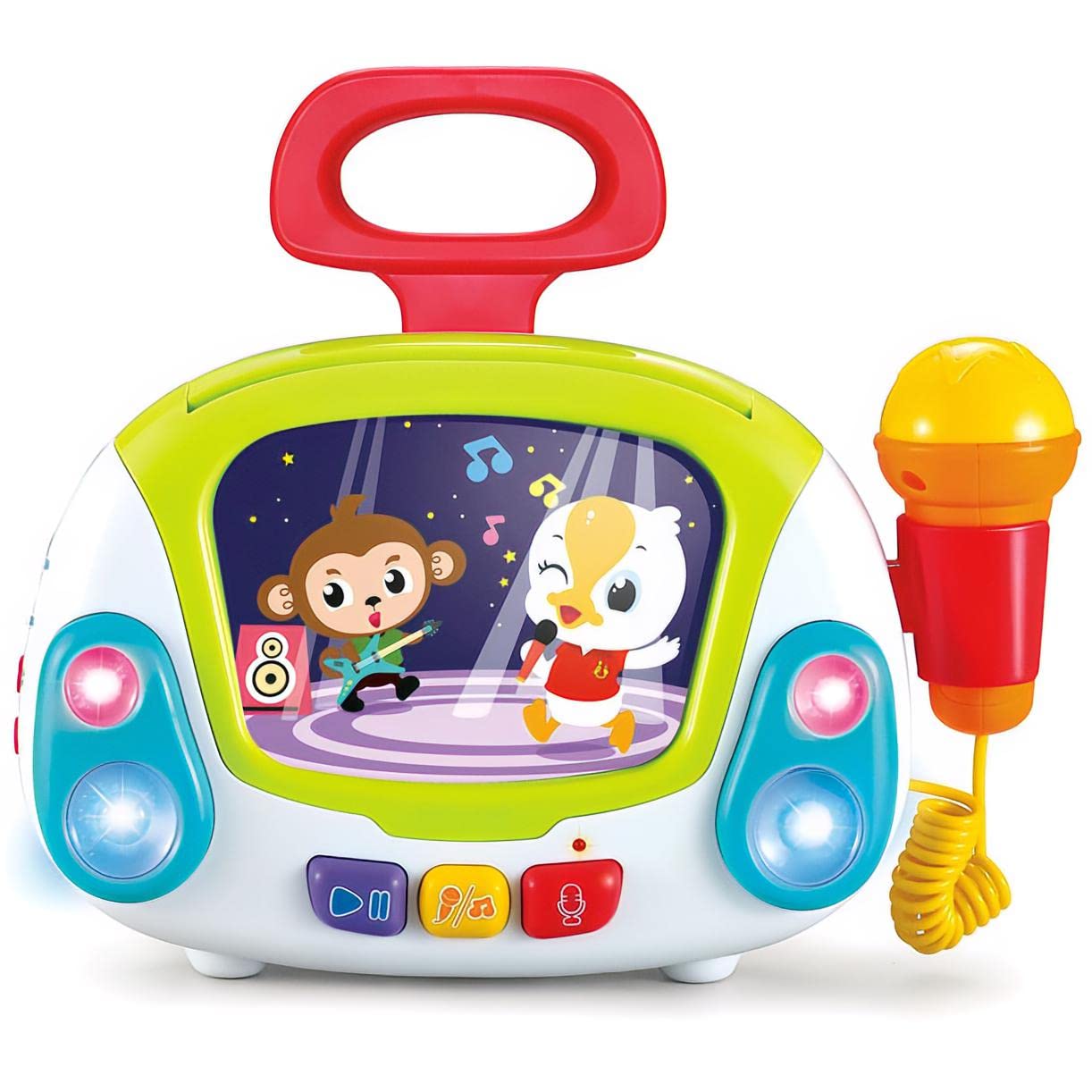 Musical Toys Jukebox Karaoke Singing Machine | Baby Music Story Time Box w/Microphone | Player with Recording & Voice Changing Function | Early Development Educational Toys for Kids