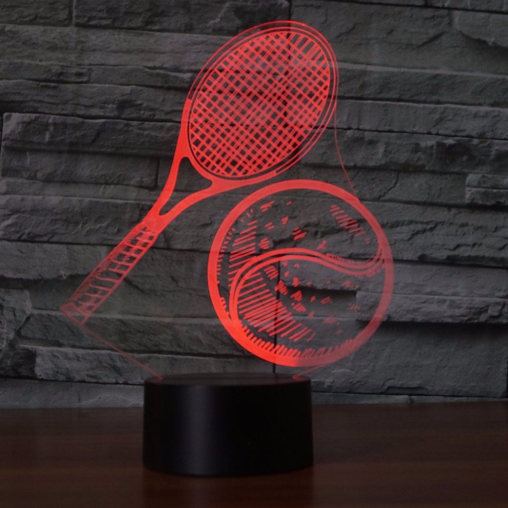 FXUS 3D Tennis Night Light Remote Control Touch Switch 16 Color Change LED Table Desk Lamp Home Decoration Toy Birthday Children Gift