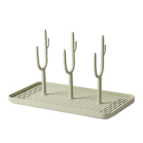 Baby Bottle Drying Rack with Tray Bottle Dryer Holder for Nipples, Cups, Pump Parts, Glass and Accessories (Green)