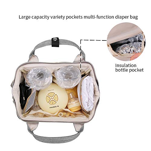Breast Pump Bag with Cooler Pocket, Mini Pumping Bags with Pockets for Working Mom Cooler Tote Bag Built-in USB Charging Pot for Phone Mother Diaper Bags(No Include ice Pack)
