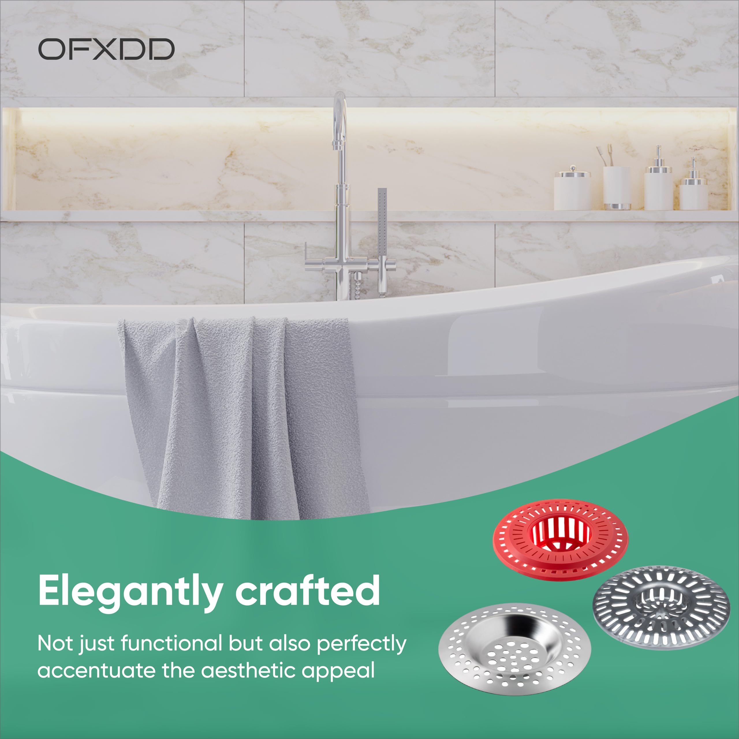 Bath Tub Drain Hair Catcher - Stainless Steel & Plastic Sink Strainers Set of 3 - Drain Protectors for Kitchen and Bathroom, 2.83 & 2.36 & 3.10 Inches